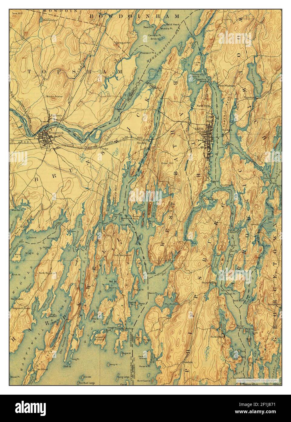 Bath, Maine, map 1894, 1:62500, United States of America by Timeless ...