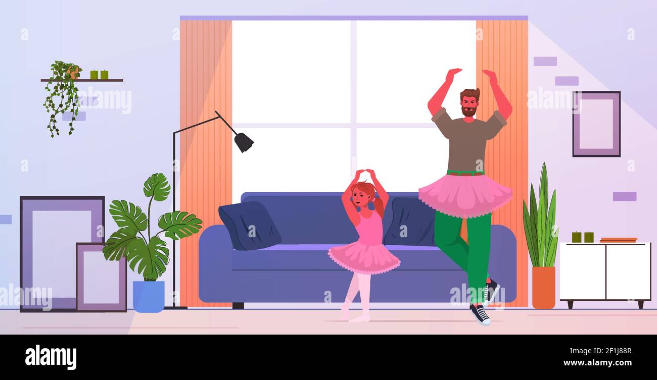 father and daughter in pink skirts dancing like ballerinas ballet ...