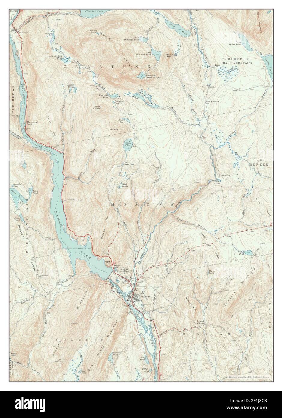 Bingham, Maine, map 1956, 1:62500, United States of America by Timeless ...