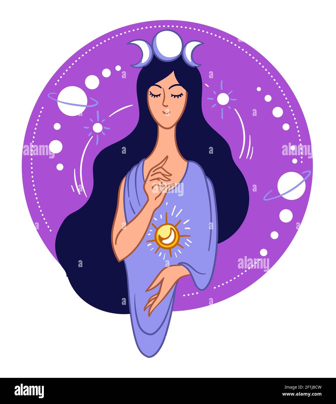 Woman moon light meditation Cut Out Stock Images & Pictures - Alamy