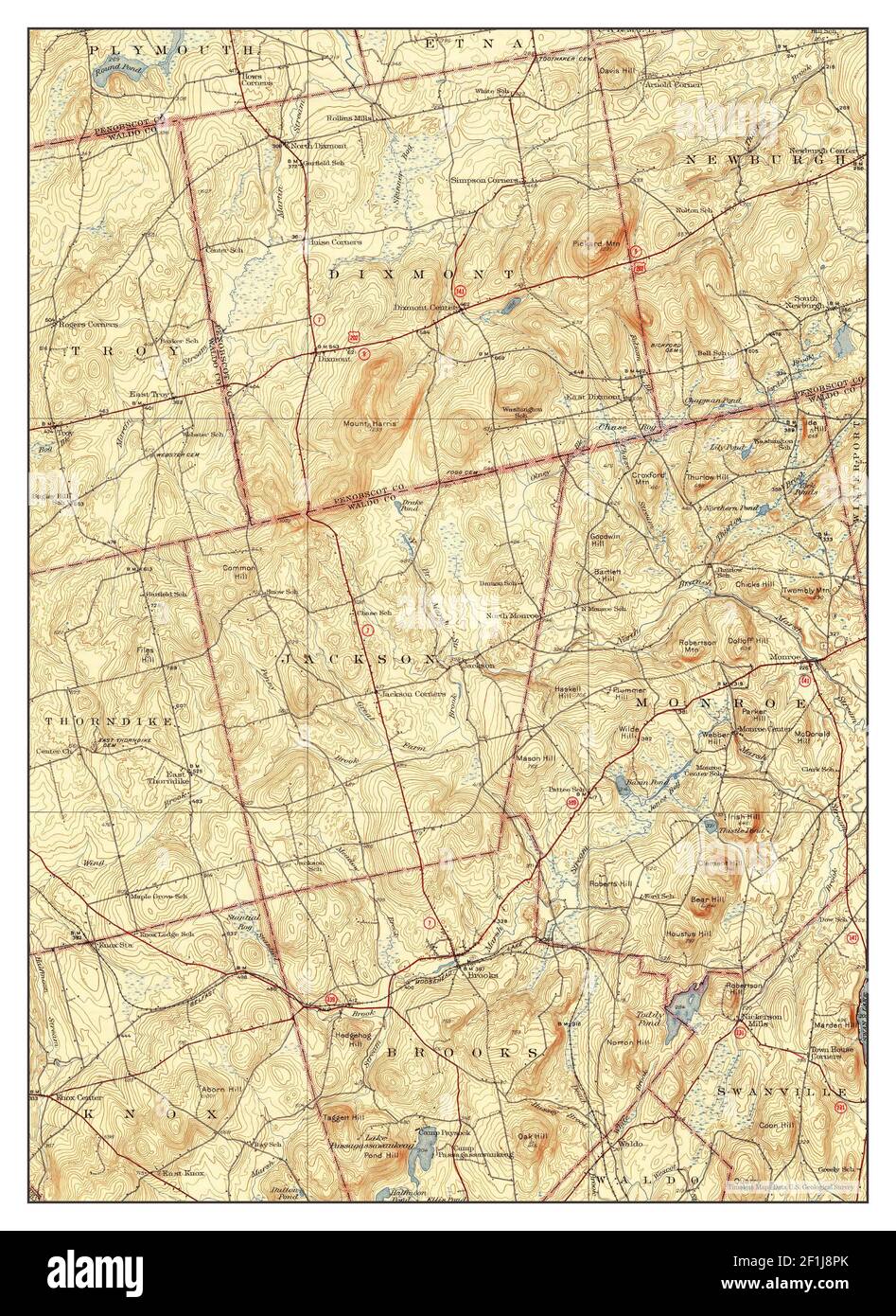 Brooks, Maine, map 1932, 1:62500, United States of America by Timeless ...