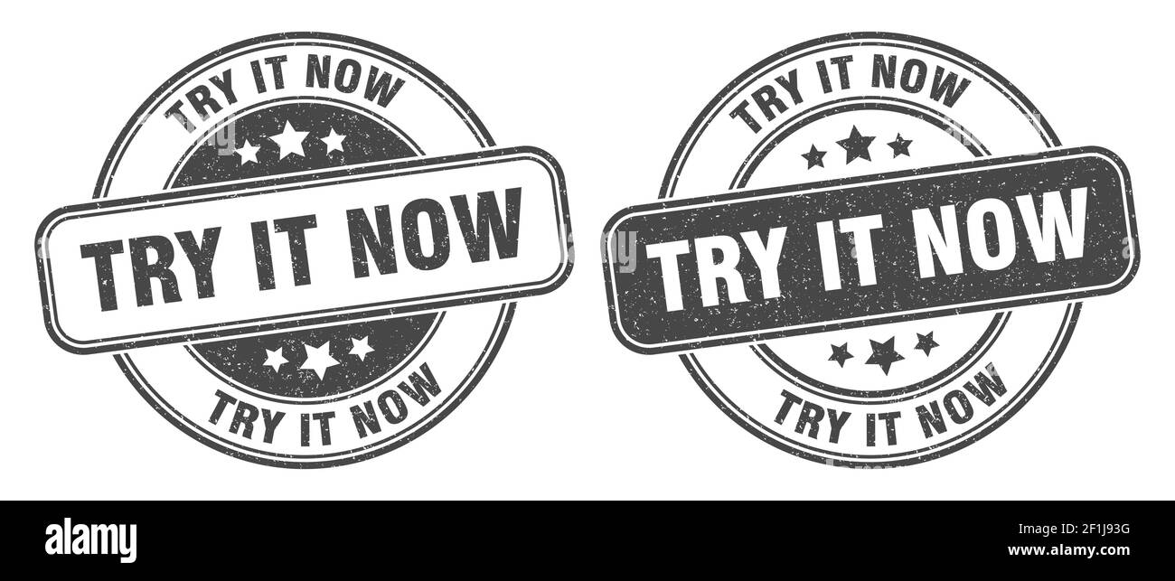 try it now stamp. try it now sign. round grunge label Stock Vector ...
