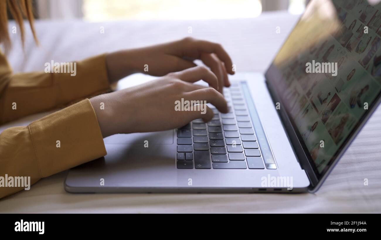 laptop typing hands work internet technology Stock Photo - Alamy
