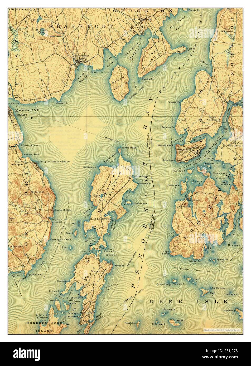 Castine, Maine, map 1904, 1:62500, United States of America by Timeless ...