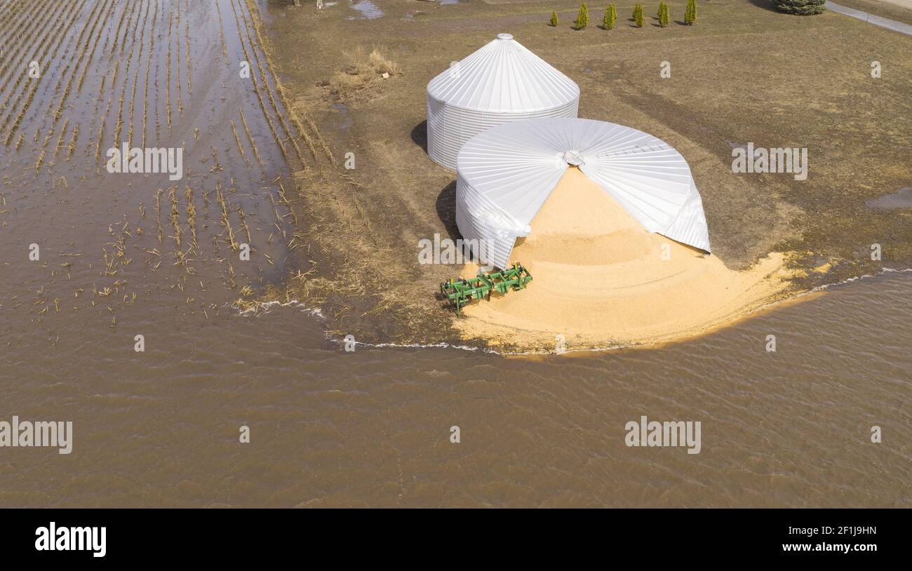 Iowa Farm Silo Burst By Midwest Flooding Disaster March 2019 Stock ...