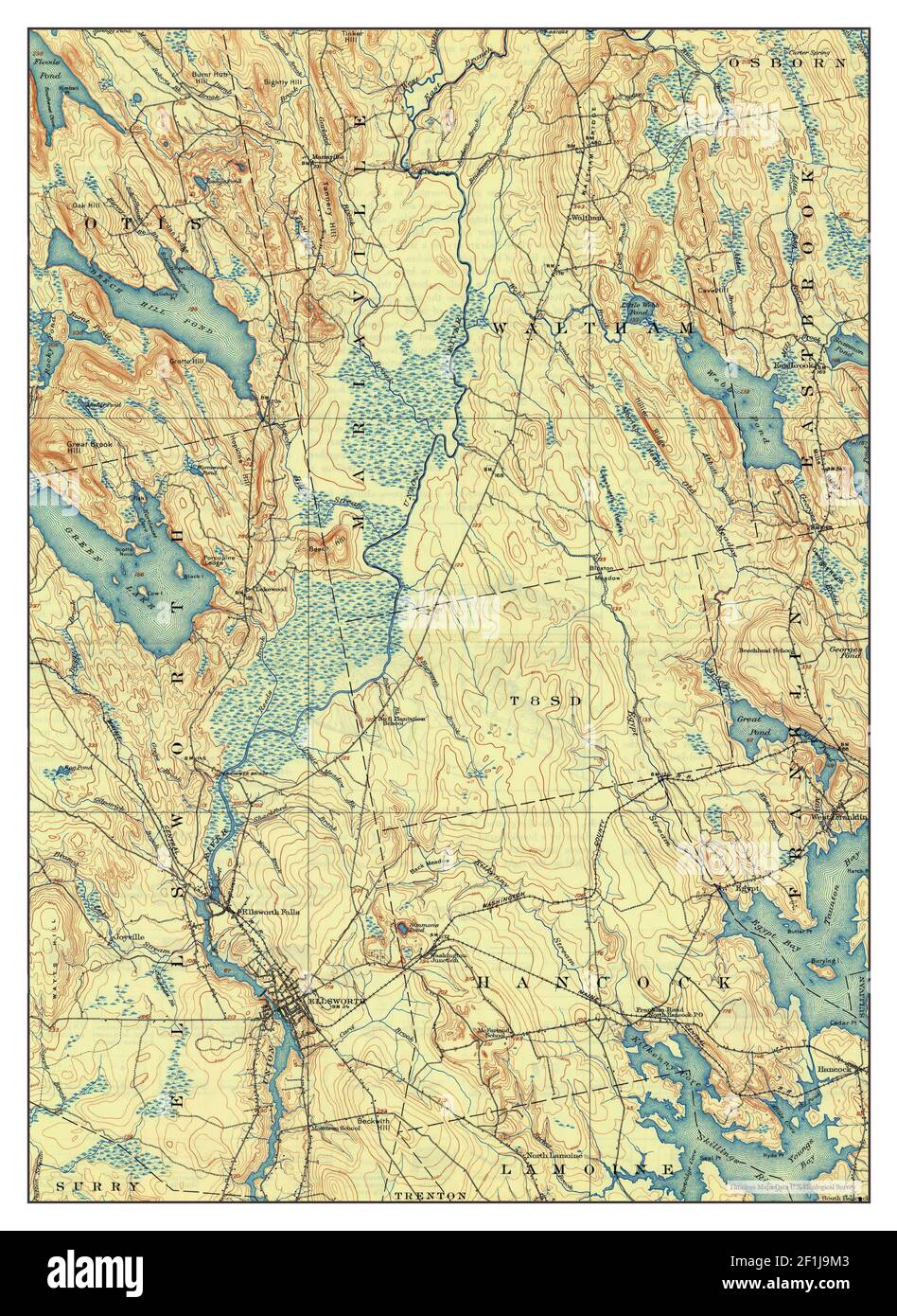 Ellsworth maine map Cut Out Stock Images & Pictures - Alamy