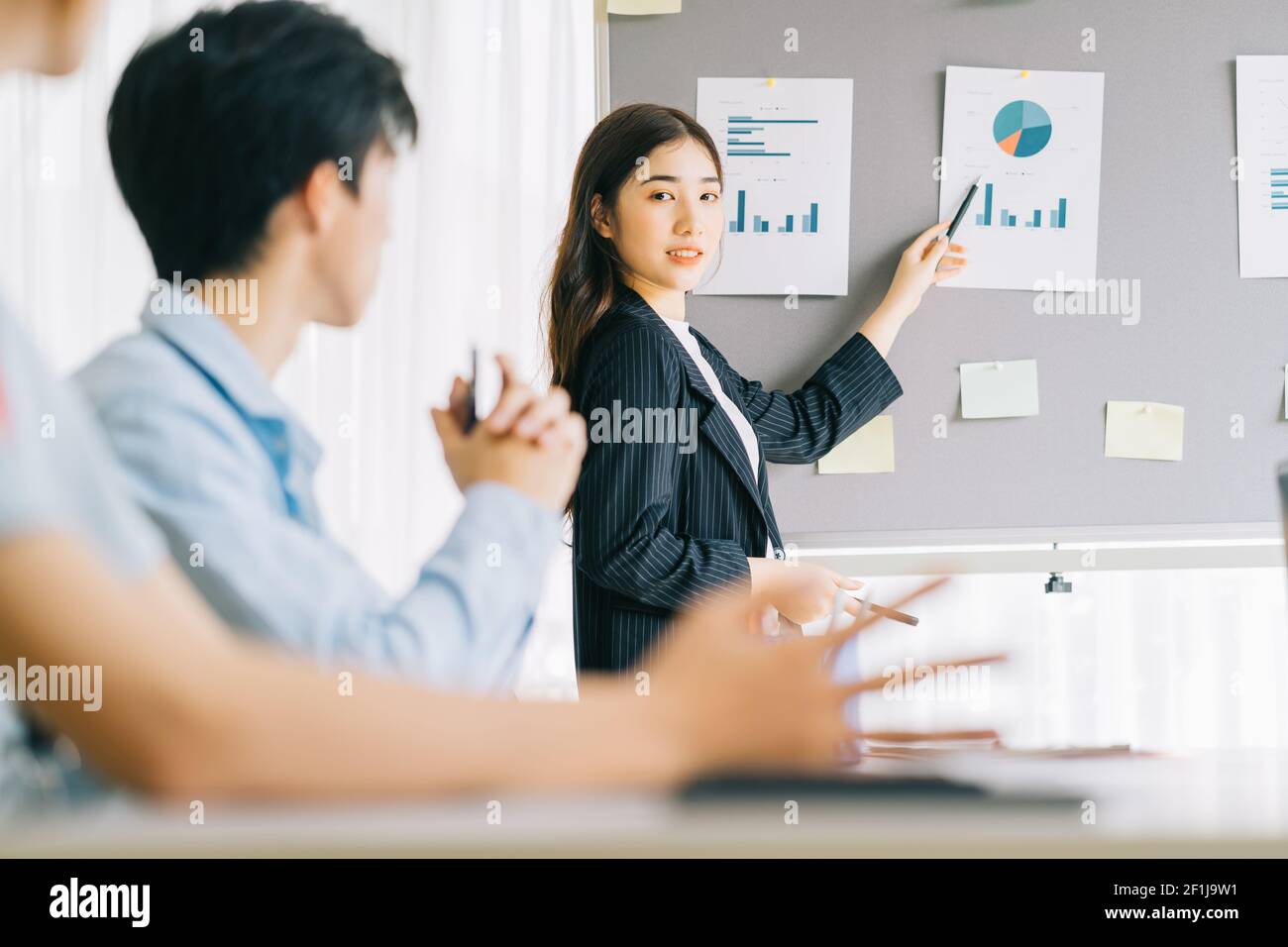 The Asia team leader is giving a presentation to everyone in the ...