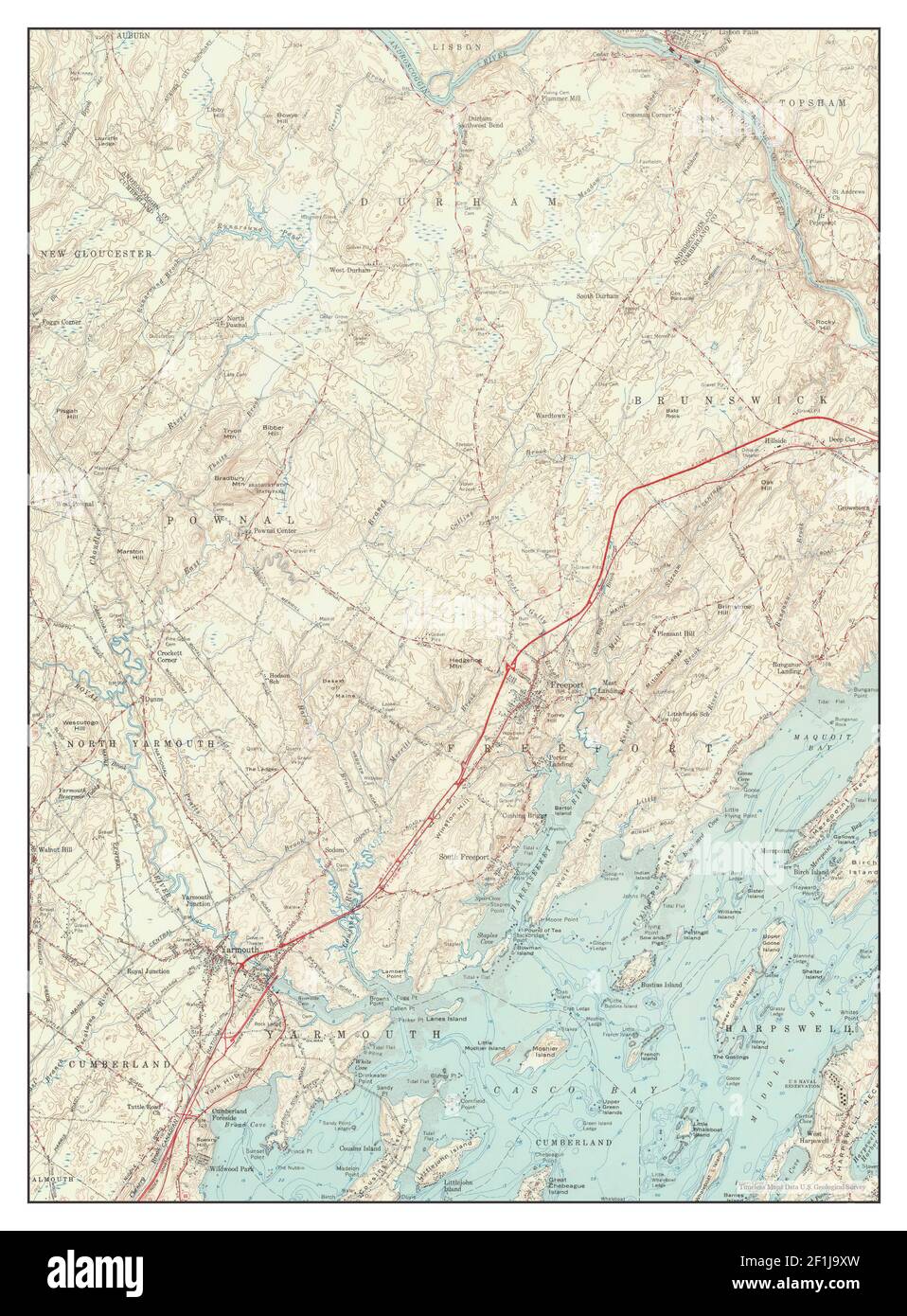 Freeport, Maine, map 1957, 1:62500, United States of America by ...