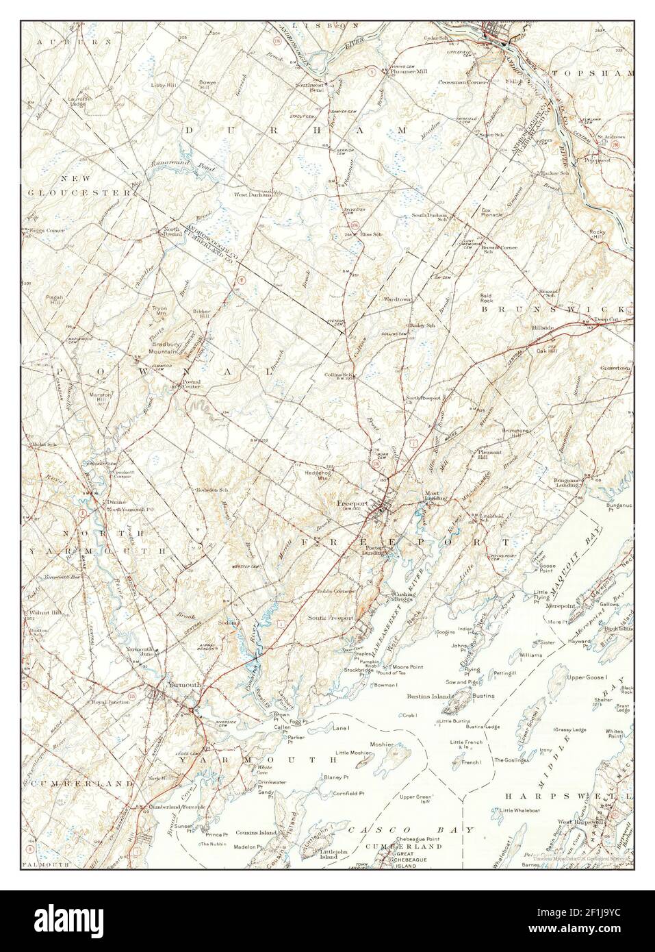 Freeport, Maine, map 1944, 1:62500, United States of America by ...