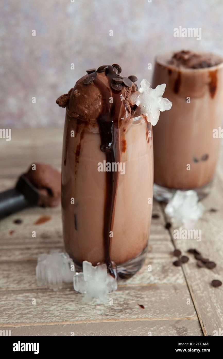 Drinking chocolate with chocolate ice cream Stock Photo - Alamy