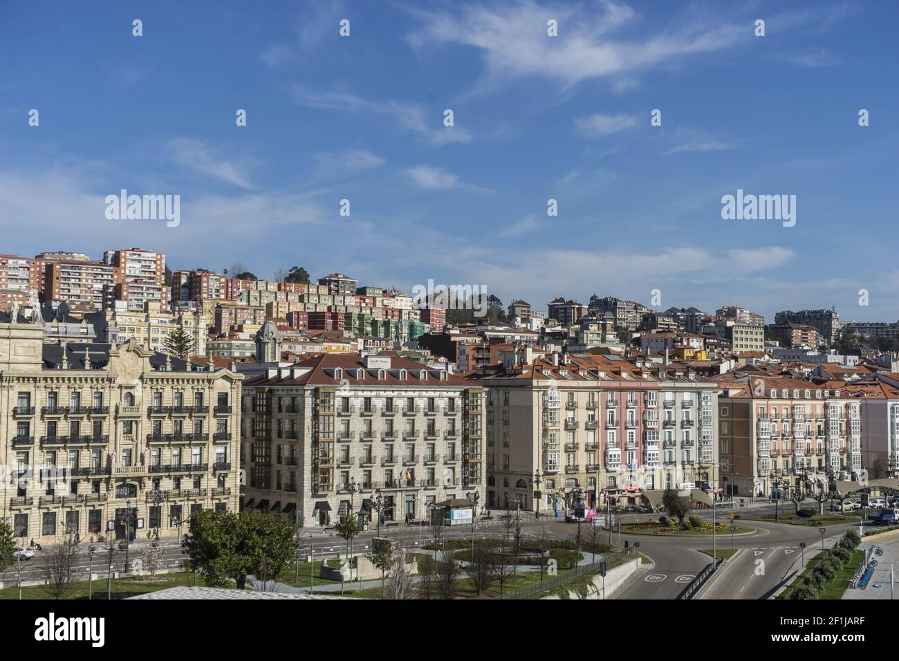 Tourism, View of the Santander Bay in Spain. Cantabrian Sea north of ...