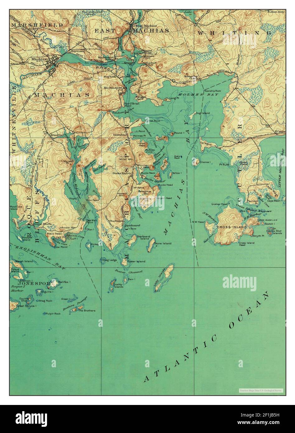 Machias, Maine, map 1918, 1:62500, United States of America by Timeless ...