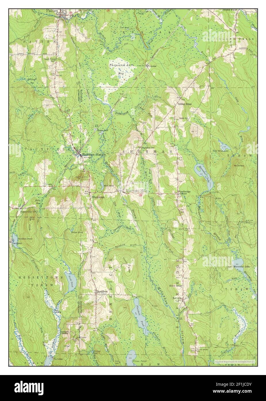 Sherman, Maine, map 1940, 1:62500, United States of America by Timeless ...
