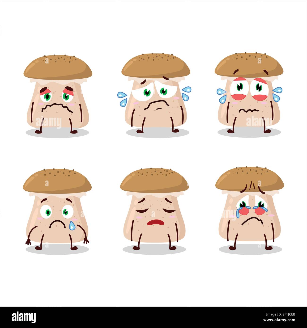 Honey fungus cartoon character with sad expression. Vector illustration ...