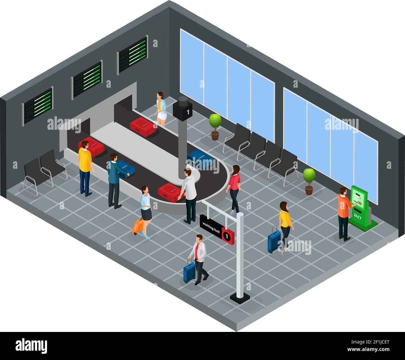 Woman baggage carousel Stock Vector Images - Alamy
