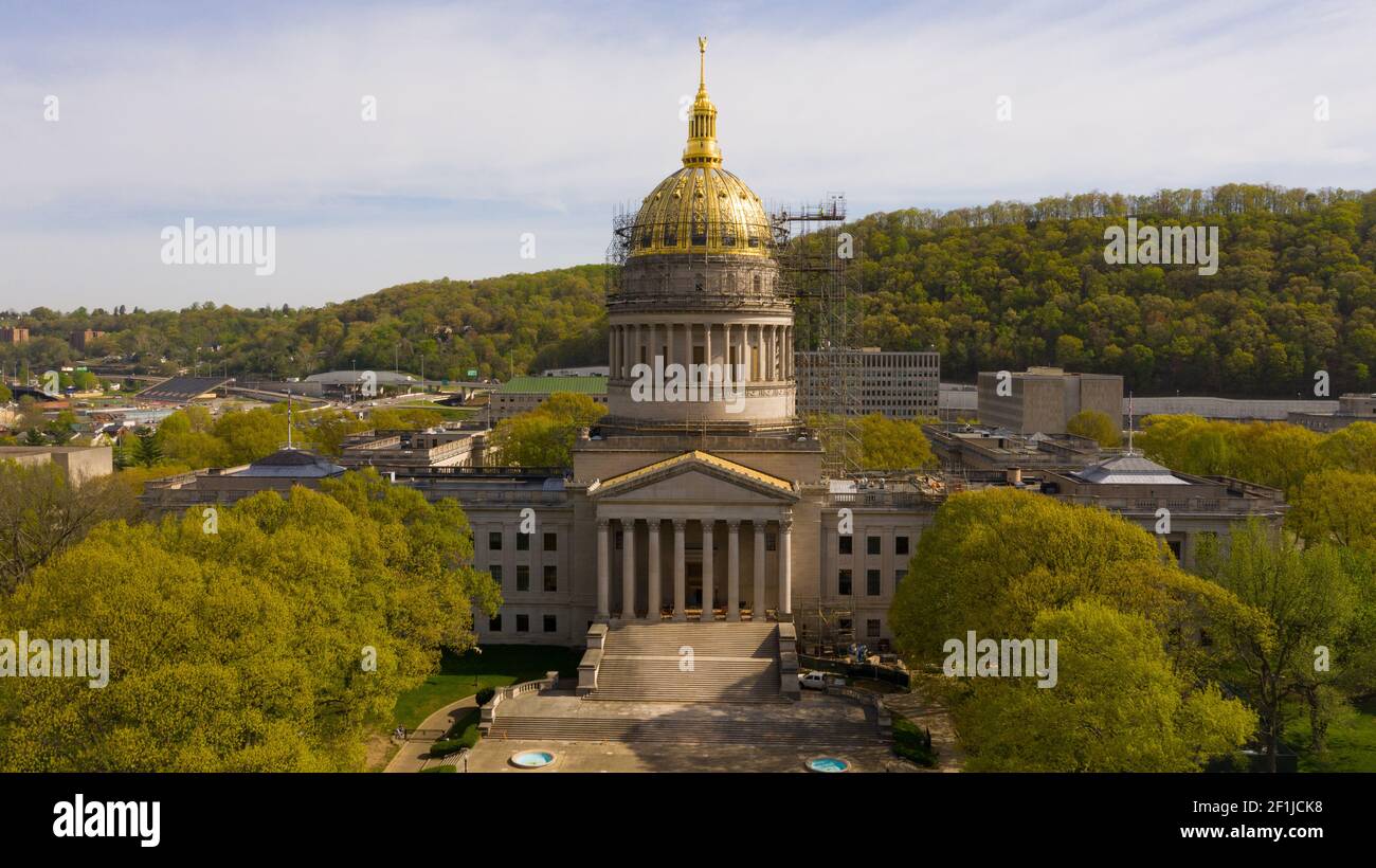 Scaffolding Surrounds the Capital Dome in Charleston West Virginia ...