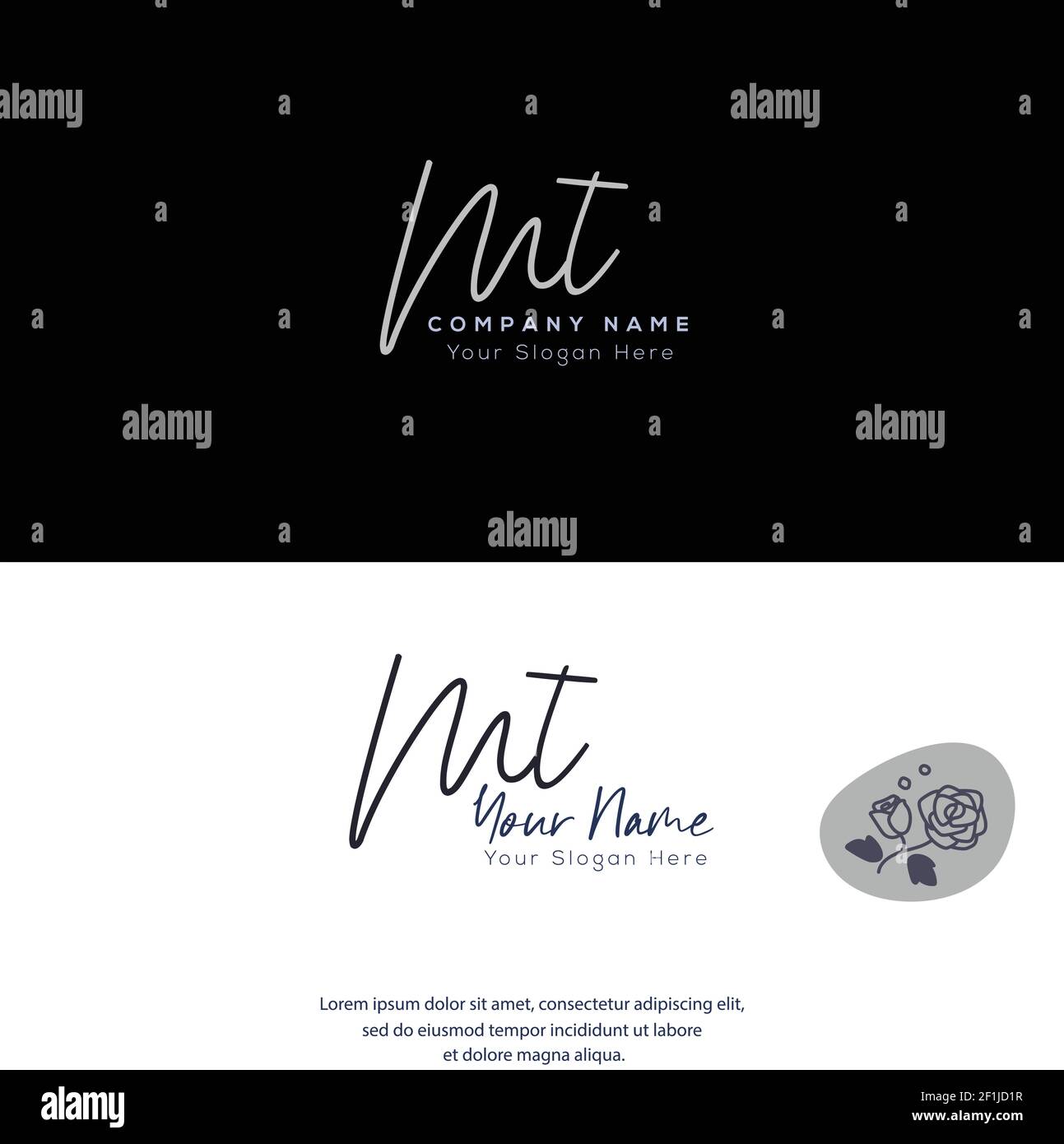 M T M T Initial letter handwriting and signature logo. Beauty vector ...