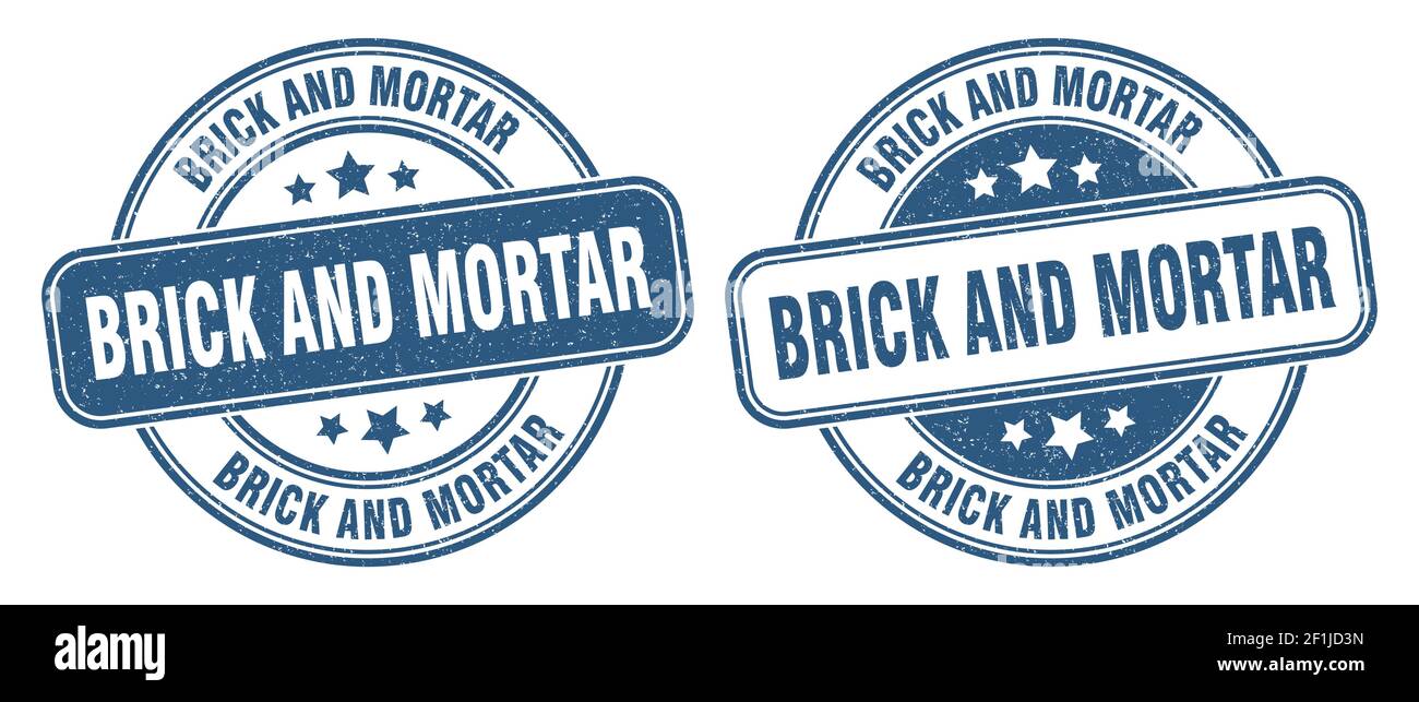brick and mortar stamp. brick and mortar sign. round grunge label Stock ...