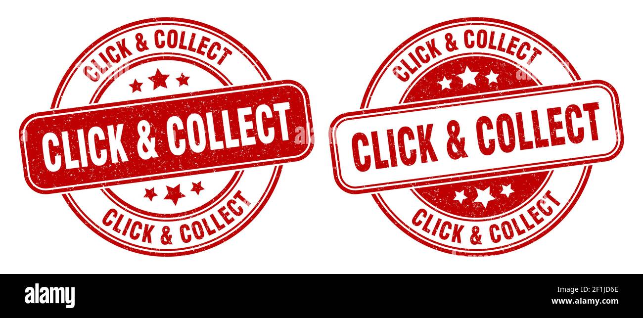 click & collect stamp. click & collect sign. round grunge label Stock ...