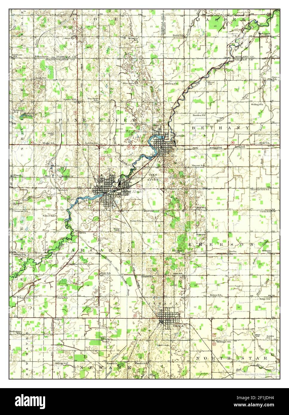 Alma, Michigan, map 1938, 1:62500, United States of America by Timeless ...