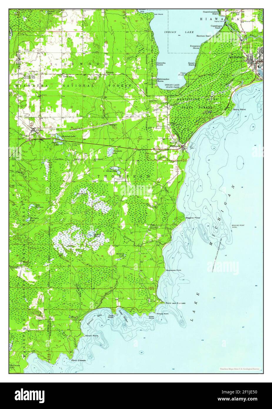 Cooks, Michigan, map 1958, 1:62500, United States of America by ...
