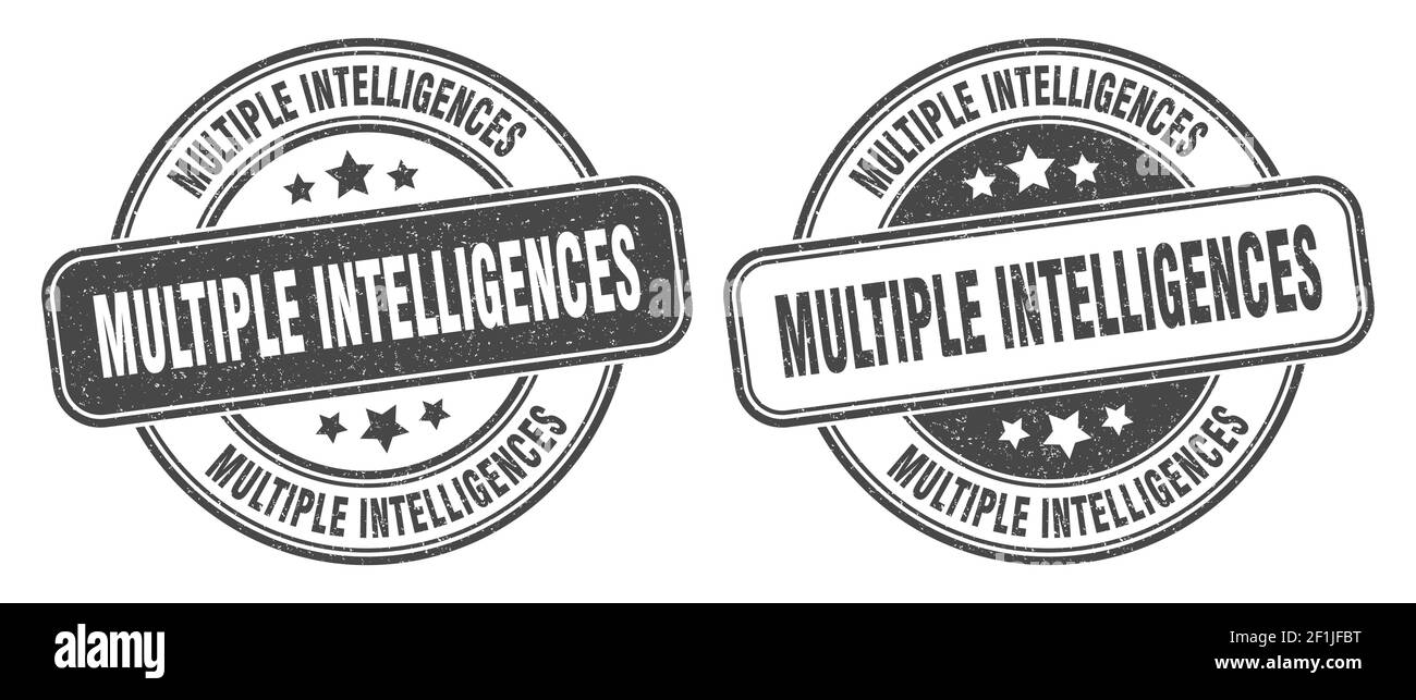 multiple intelligences stamp. multiple intelligences sign. round grunge ...