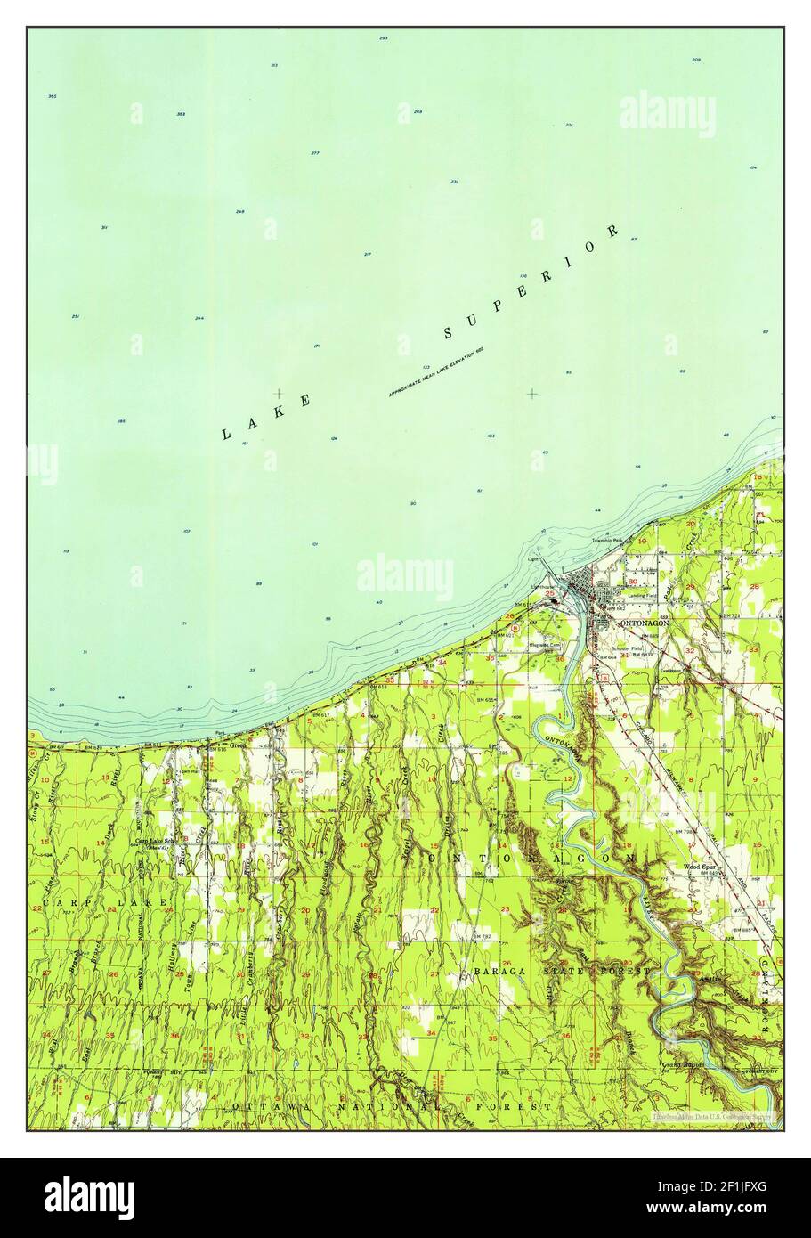 Ontonagon county map hi-res stock photography and images - Alamy