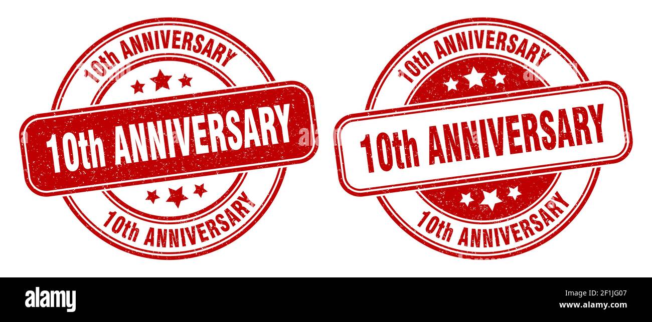 10th anniversary stamp. 10th anniversary sign. round grunge label Stock ...