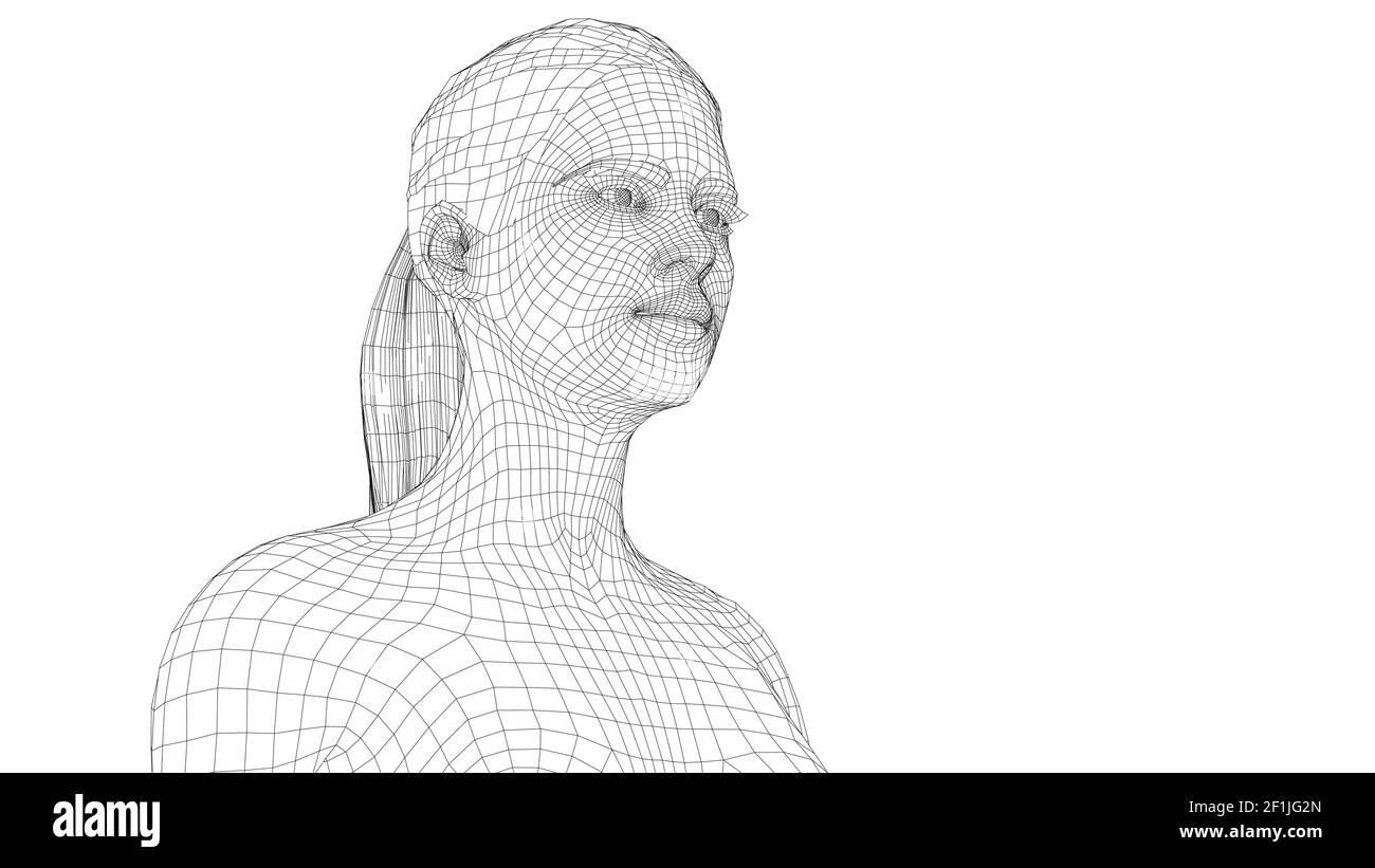 Wireframe portrait of a young beautiful girl Stock Vector Image & Art ...