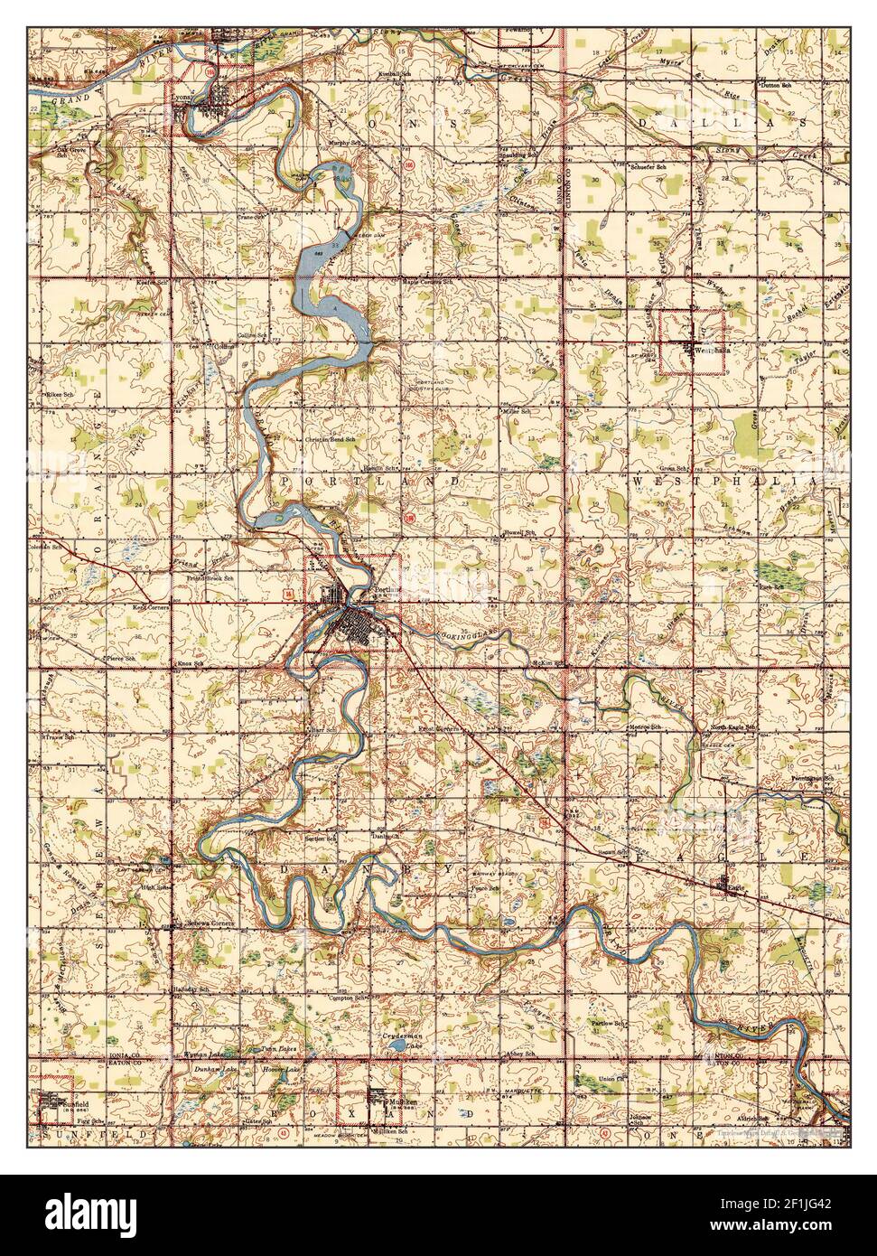 Portland, Michigan, map 1945, 1:62500, United States of America by ...