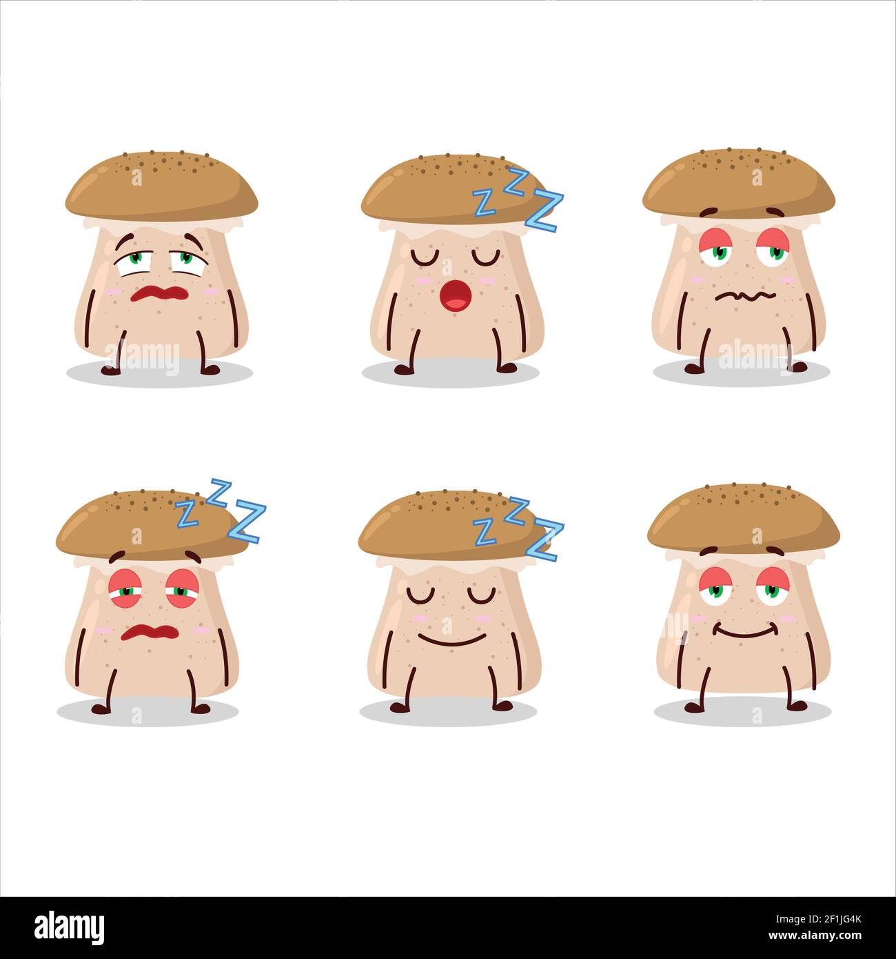 Cartoon character of honey fungus with sleepy expression. Vector ...