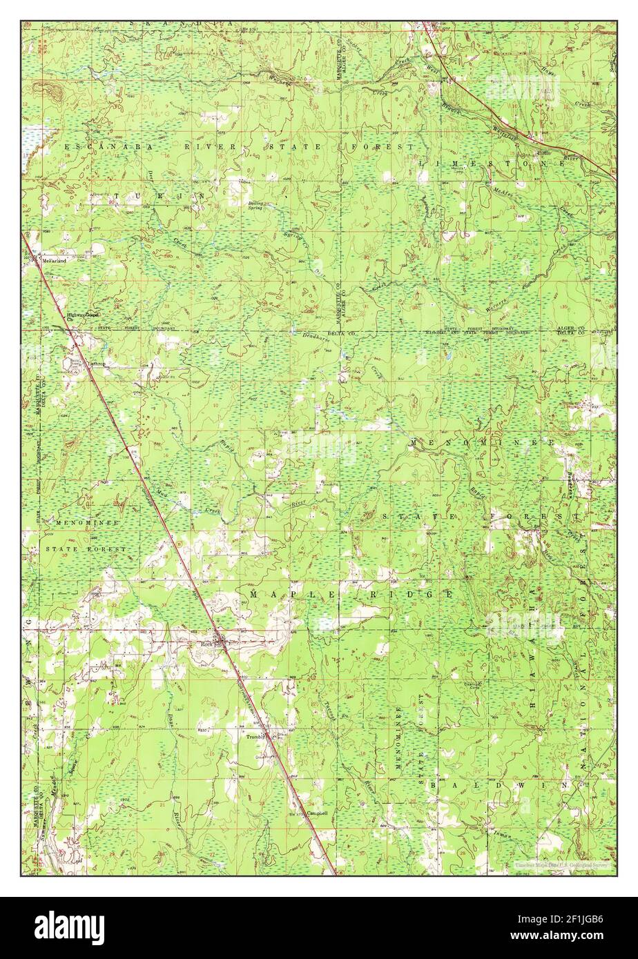 Rock, Michigan, map 1958, 1:62500, United States of America by Timeless ...