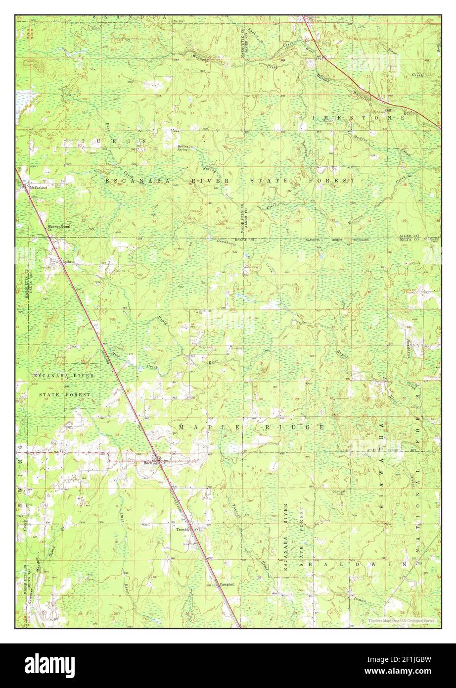 Rock, Michigan, map 1958, 1:62500, United States of America by Timeless ...