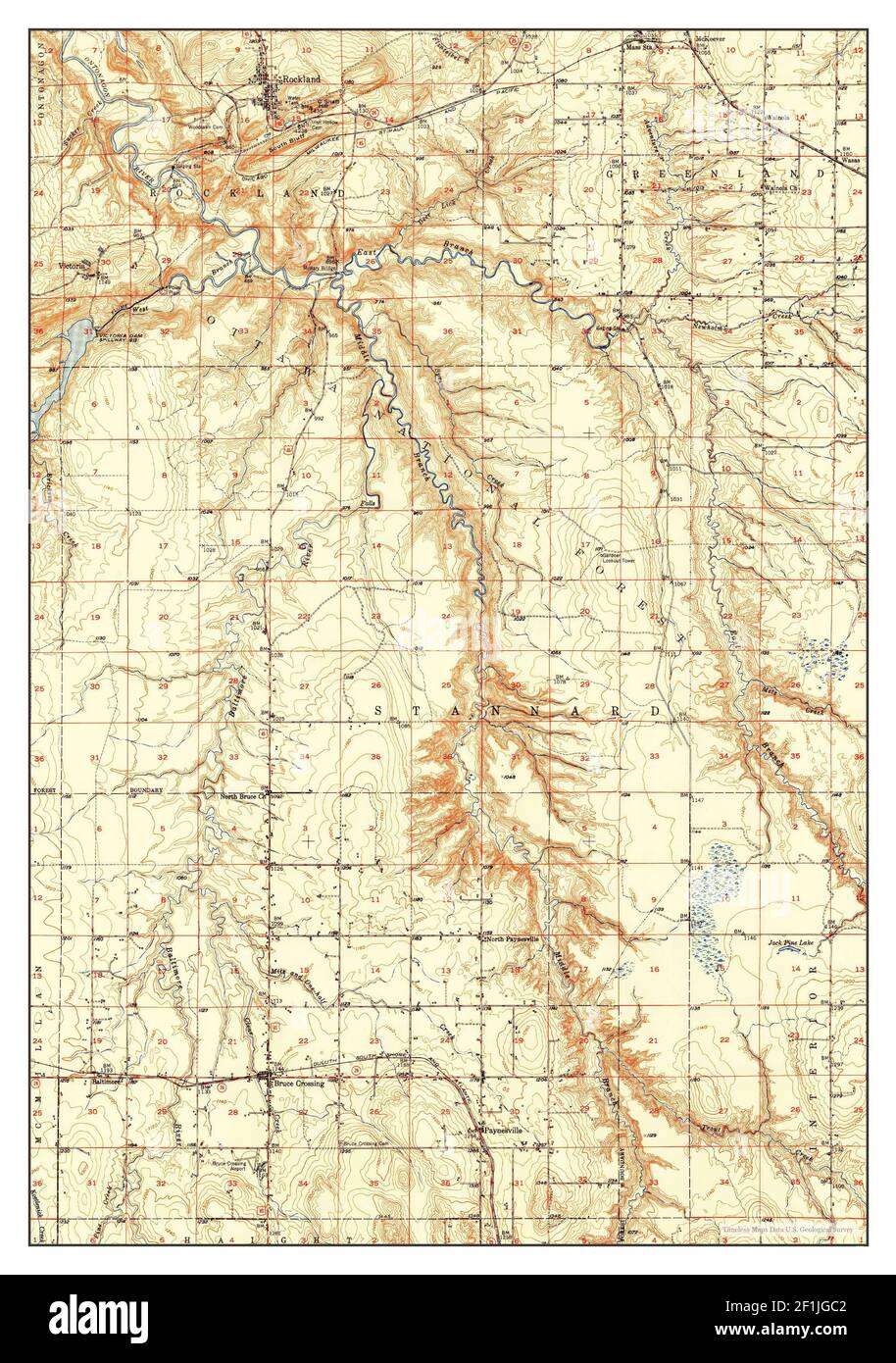 Rockland, Michigan, map 1951, 1:62500, United States of America by ...