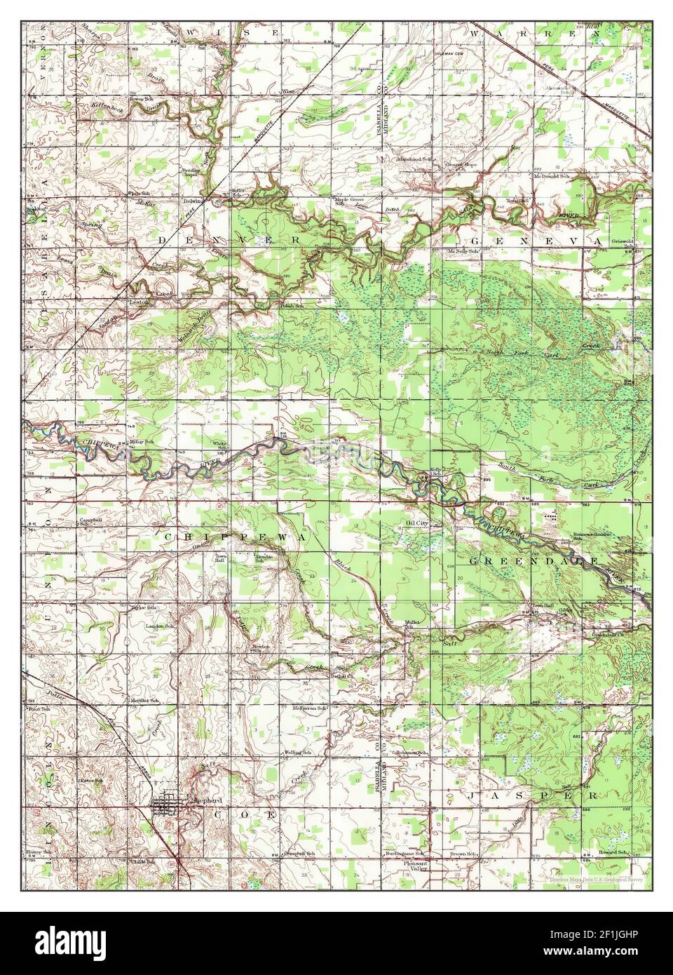 Shepherd, Michigan, map 1930, 1:62500, United States of America by ...