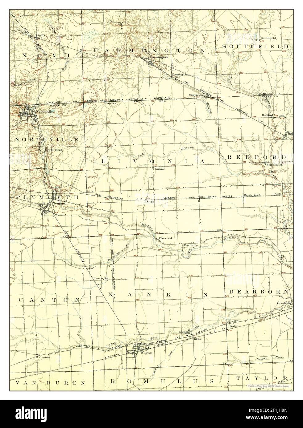 Wayne, Michigan, map 1905, 1:62500, United States of America by ...