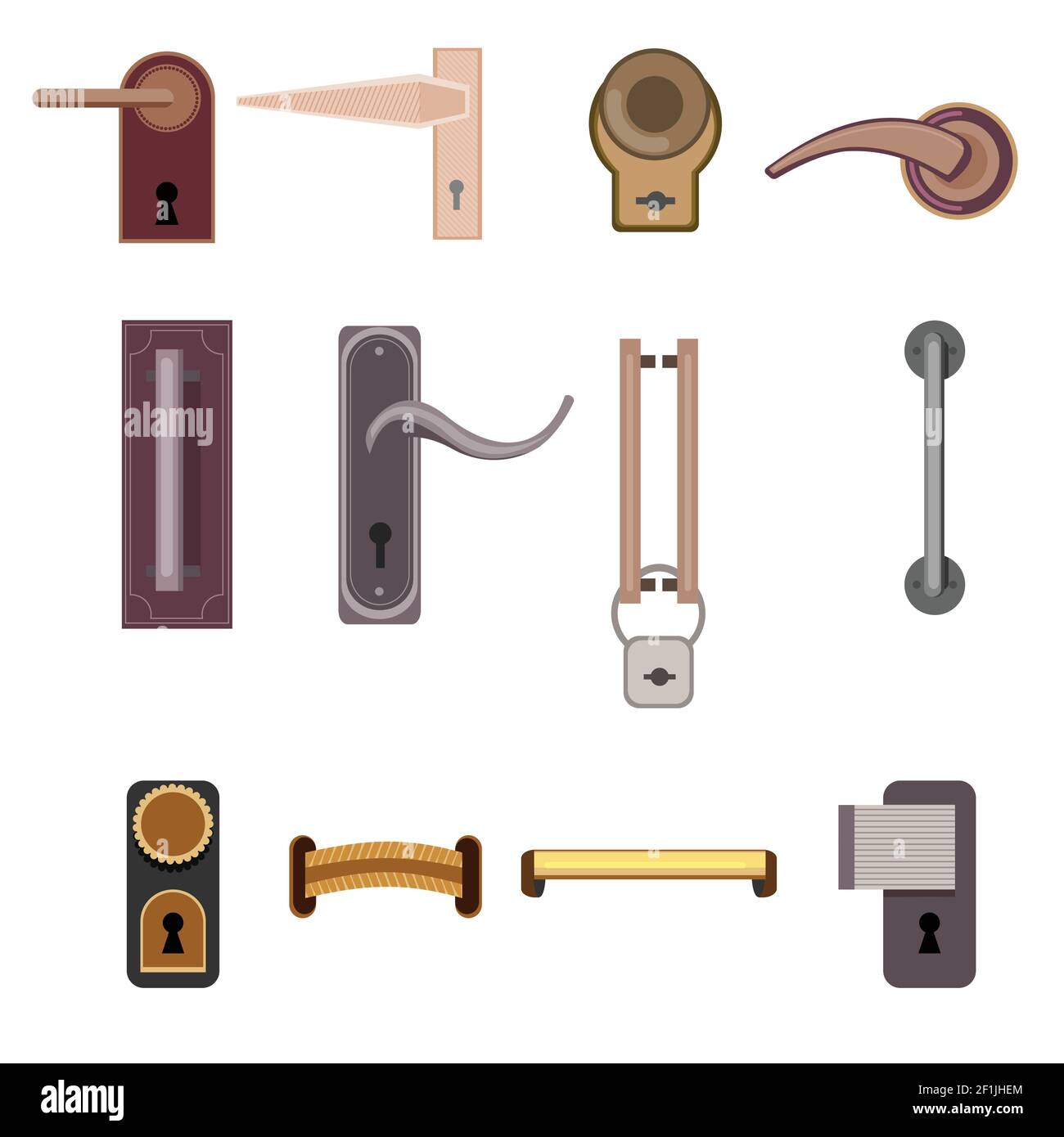 Stylish modern door handles collection of different shapes and ...