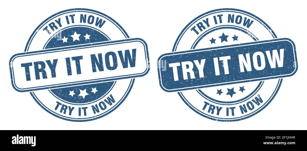 try it now stamp. try it now sign. round grunge label Stock Vector ...