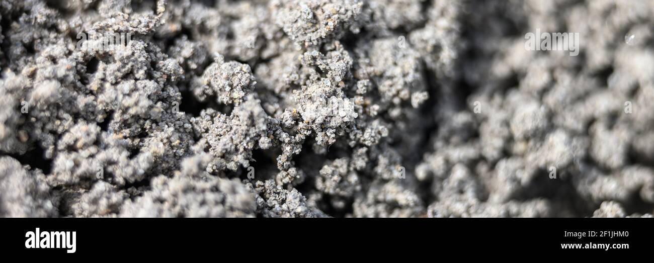 a blurry photo of the zoomed texture of the gray soil of the earth as a ...