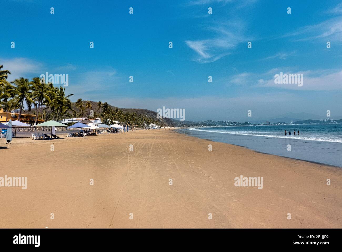 The empty beach of Playa Santiago, Manzanillo, Colima, Mexico Stock ...