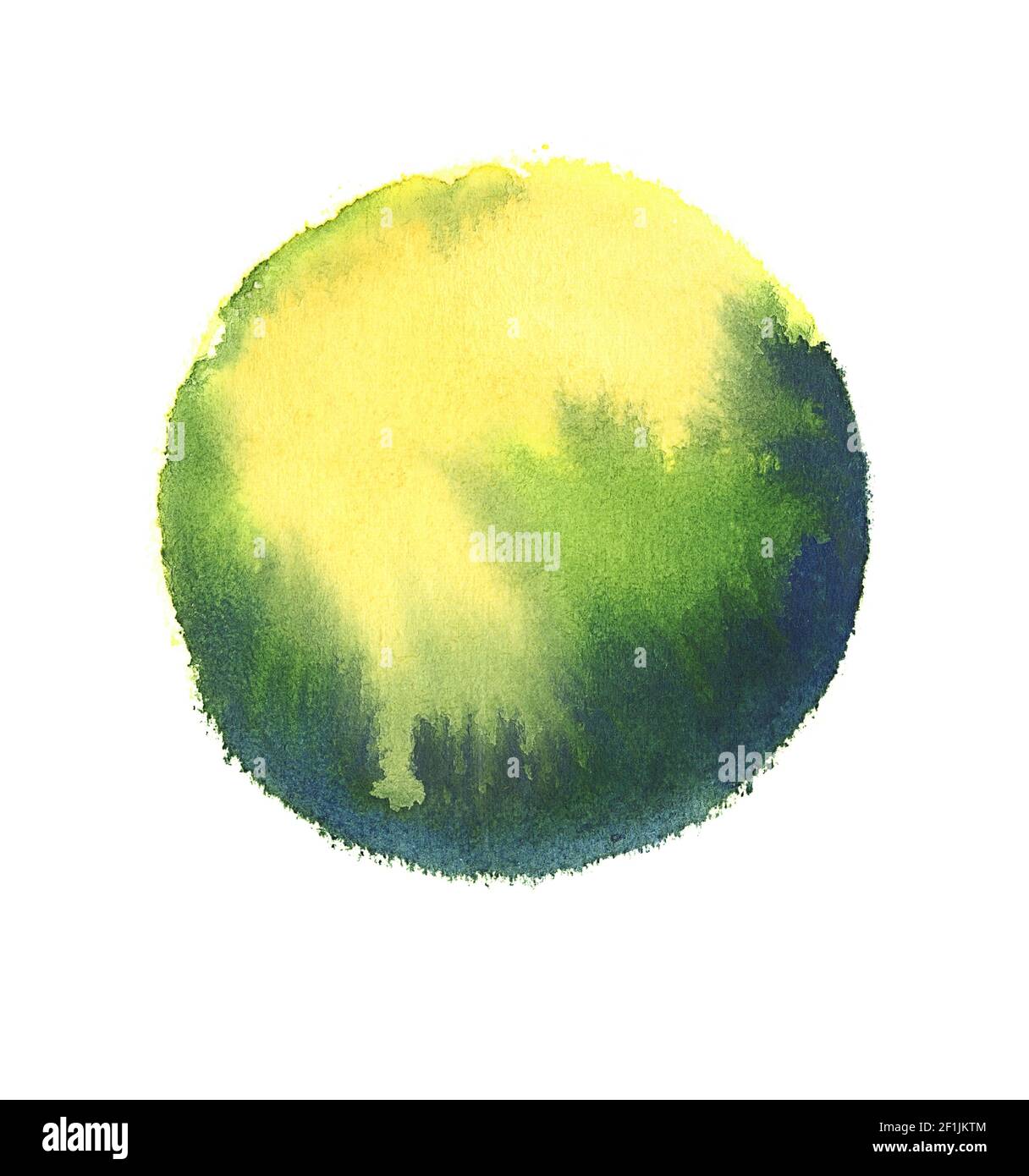 Colorful watercolor sphere. Abstract painting. Blue, green and yellow ...