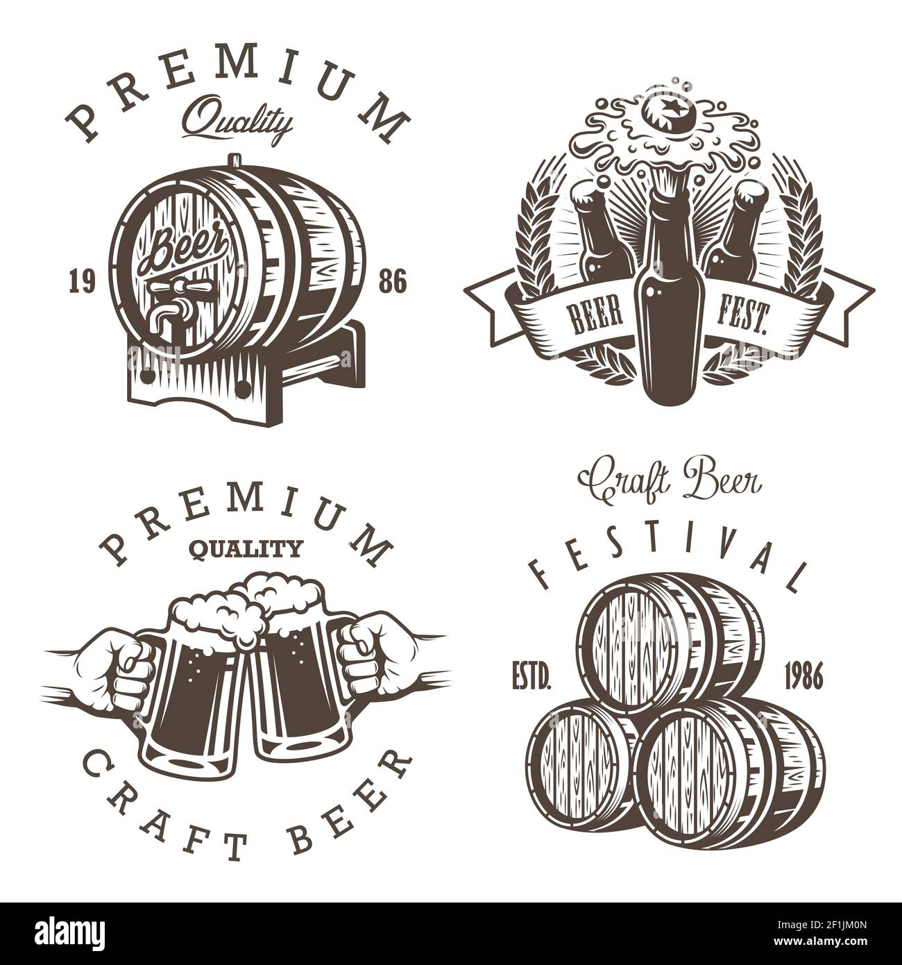 Set of vintage beer brewery emblems, labels, logos, badges and designed ...