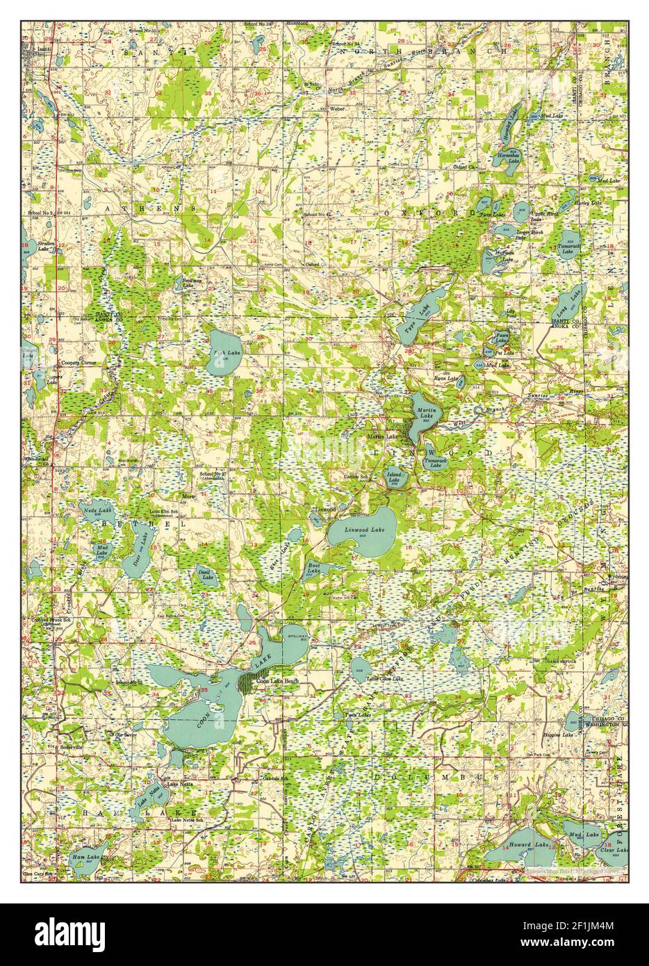Isanti, Minnesota, map 1955, 1:62500, United States of America by ...