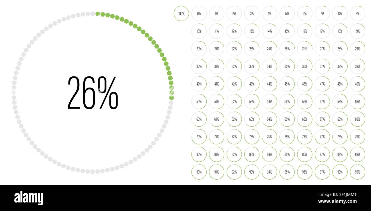 Set of circle percentage diagrams meters from 0 to 100 ready-to-use for ...