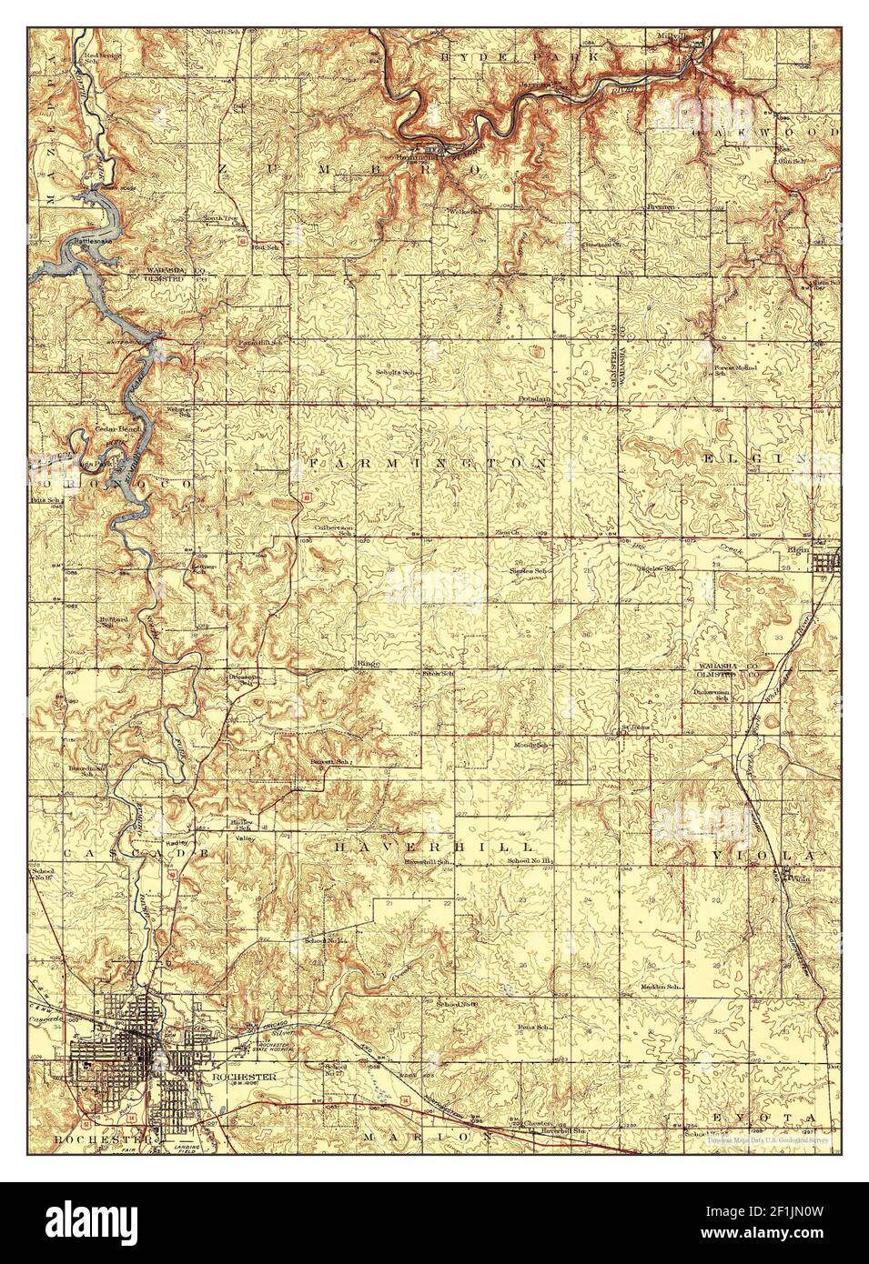 Rochester Minnesota State Map 1869 Birds' Eye View Of Rochester