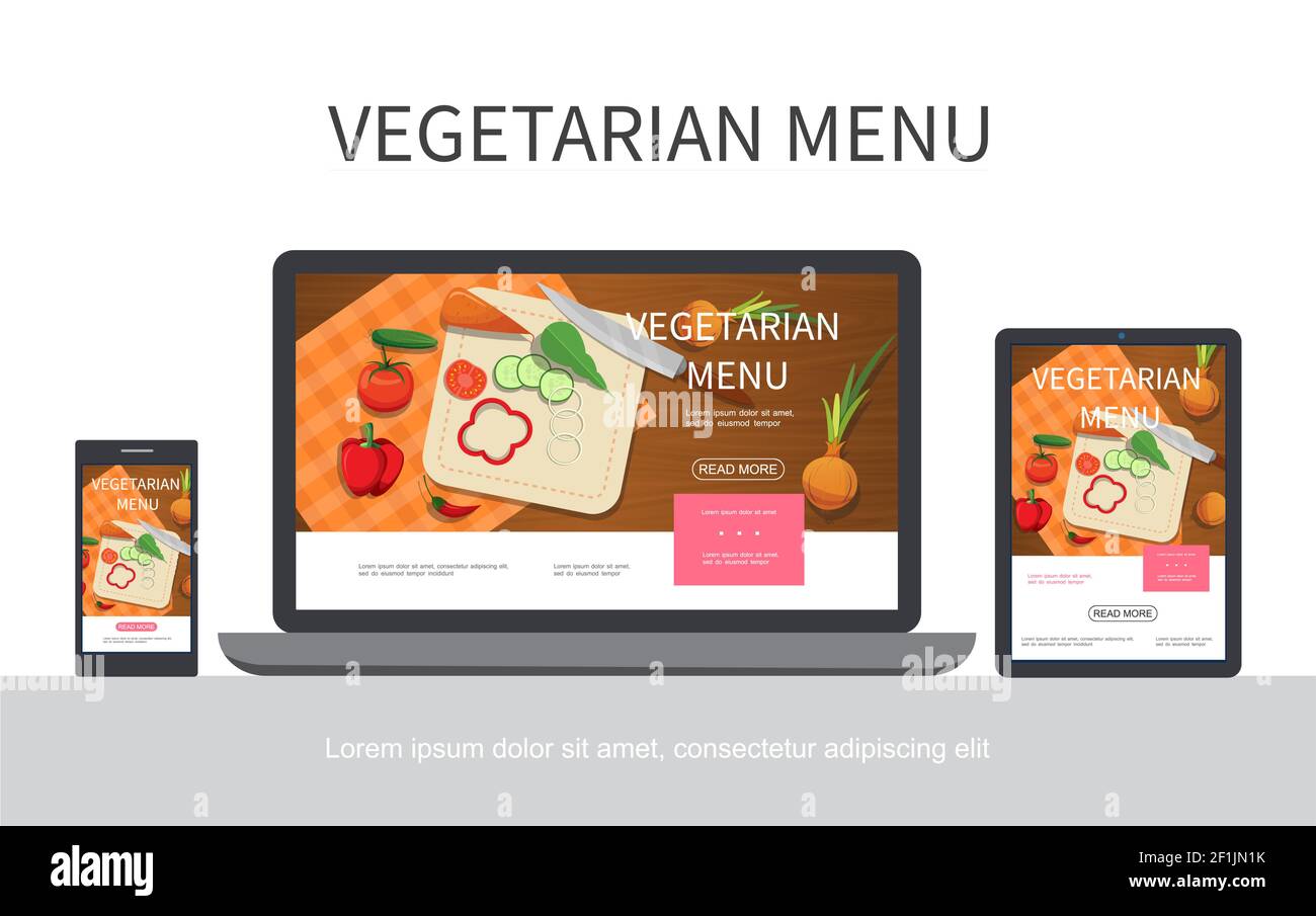 Flat vegetarian menu concept with cucumber tomato onion carrot pepper ...