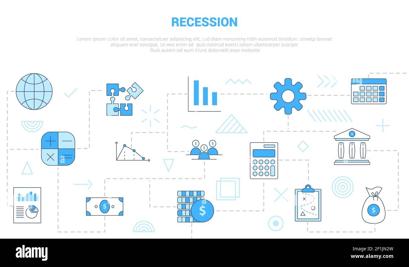 recession concept with icon set template banner with modern blue color ...