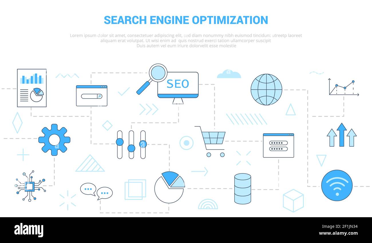 seo search engine optimization concept with icon set template banner ...