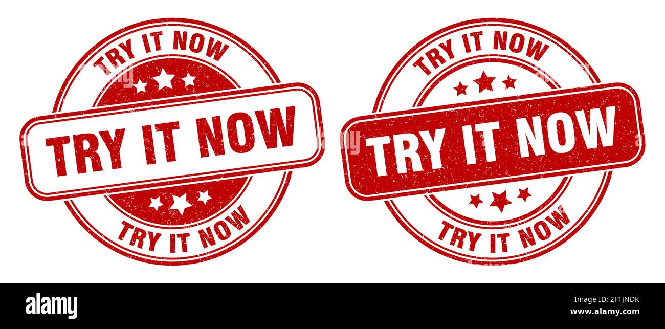 try it now stamp. try it now sign. round grunge label Stock Vector ...