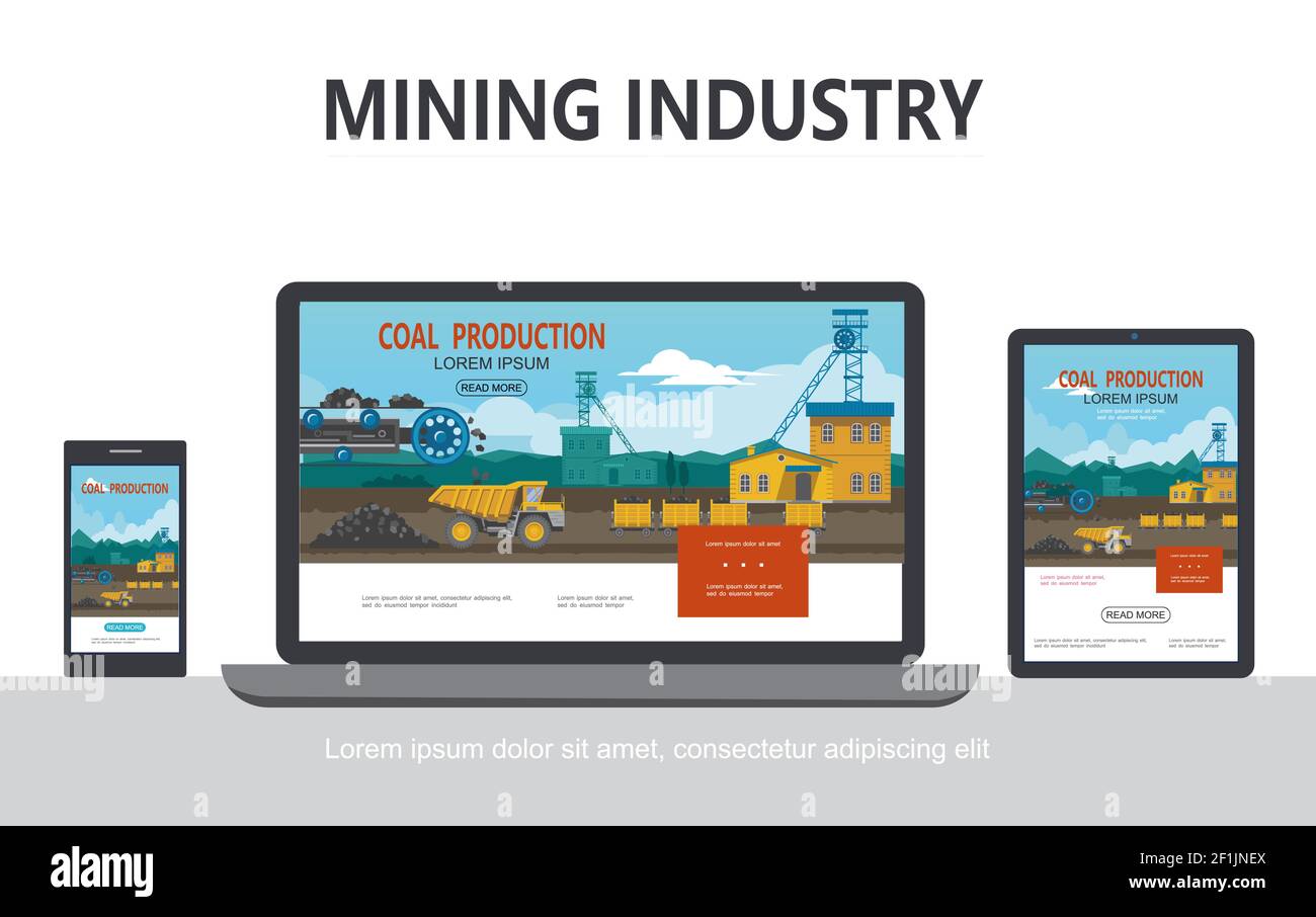 Flat mining industry adaptive design concept with industrial factory ...